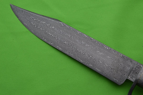 Kyle Royer Damascus Bowie Knife, Fossil Mammoth Scales – Windy City Knives