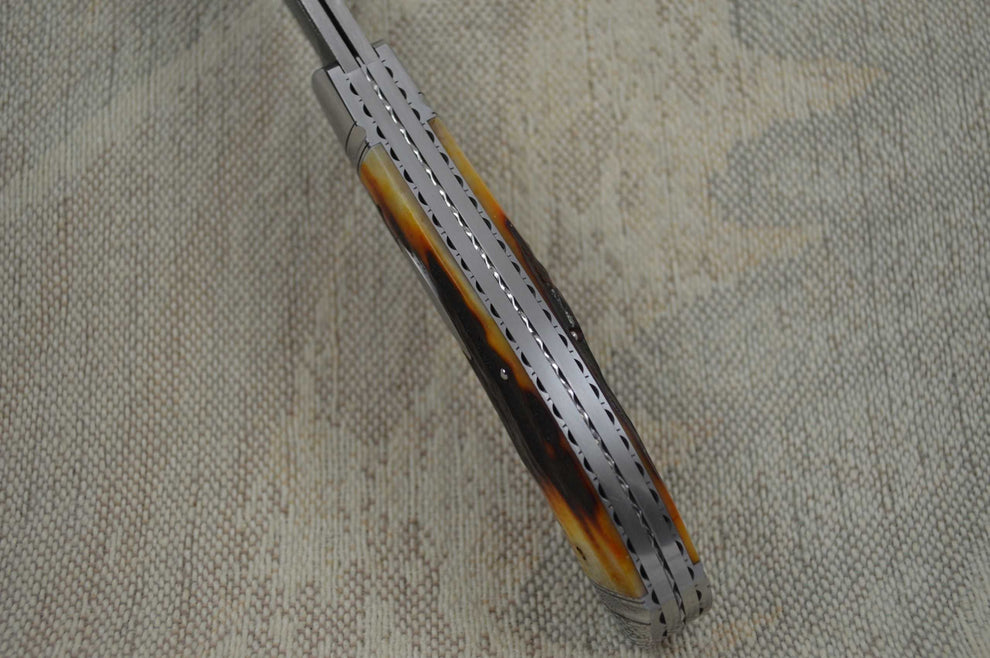 Bill Ruple Stag Saddlehorn Two Blade Trapper, Devin Thomas Damascus (S ...